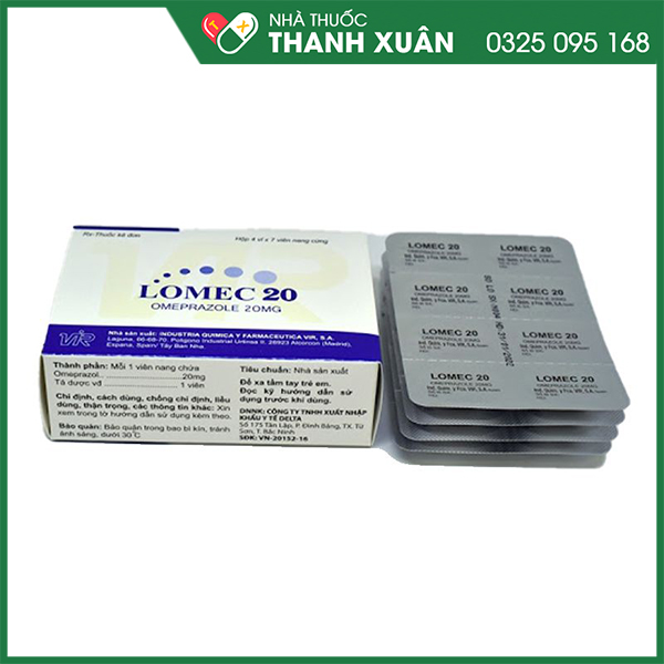 Lomec 20 trị viêm loét dạ dày, tá tràng