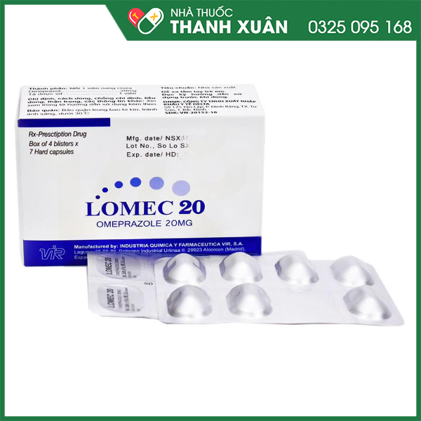 Lomec 20 trị viêm loét dạ dày, tá tràng