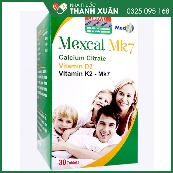Mexcal Mk7 phòng ngừa thiếu hụt canxi