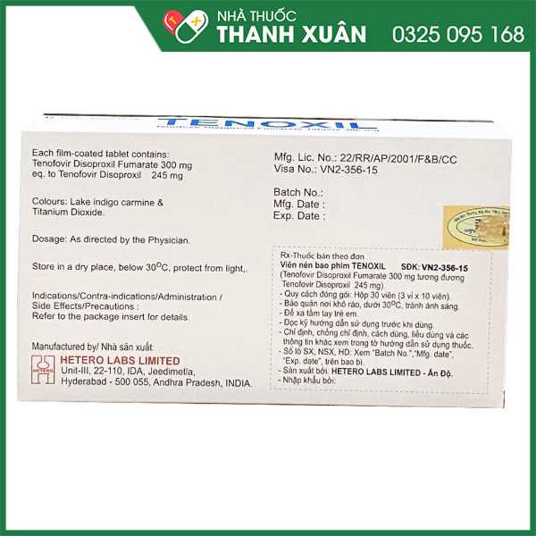 Tenoxil điều trị viêm gan B, HIV