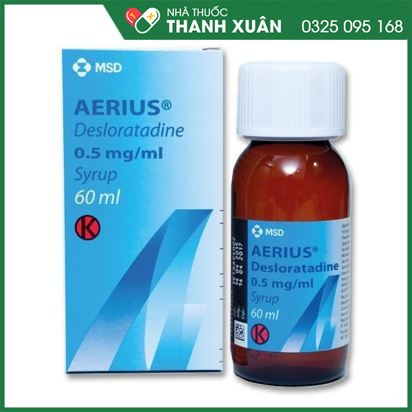 Aerius siro trị các triệu chứng viêm mũi dị ứng, mày đay