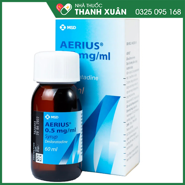 Aerius siro trị các triệu chứng viêm mũi dị ứng, mày đay