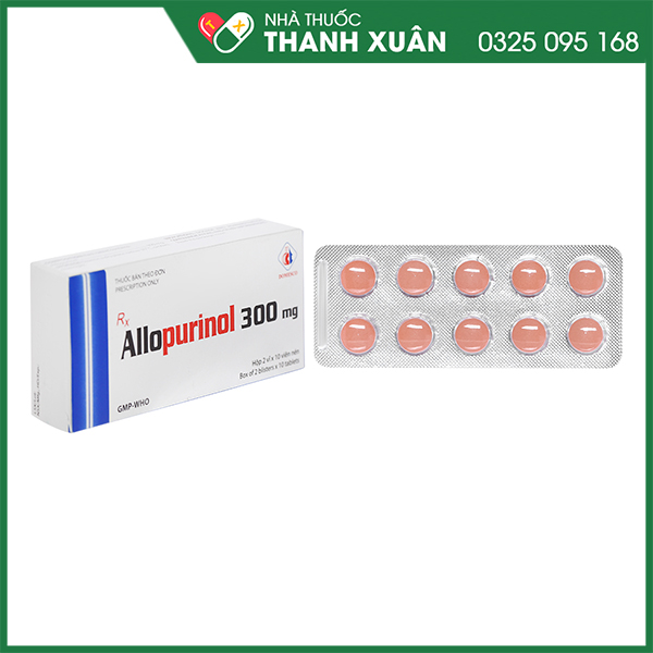 Allopurinol 300 trị gout mãn tính, sỏi thận