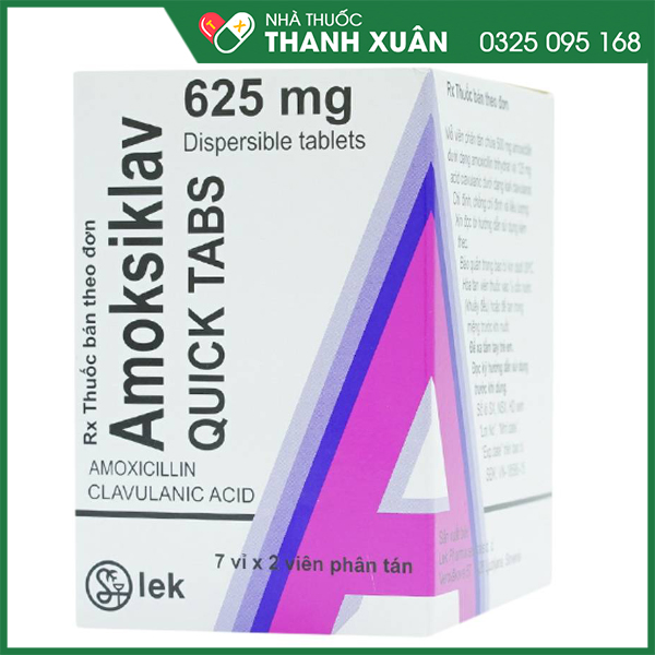 Amoksiklav Quicktab 625mg trị nhiễm khuẩn