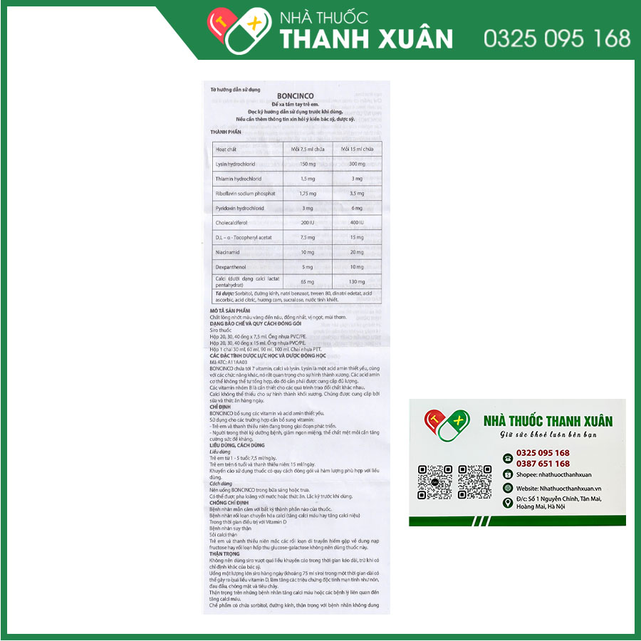 Boncinco bổ sung vitamin và acid amin thiết yếu cho cơ thể