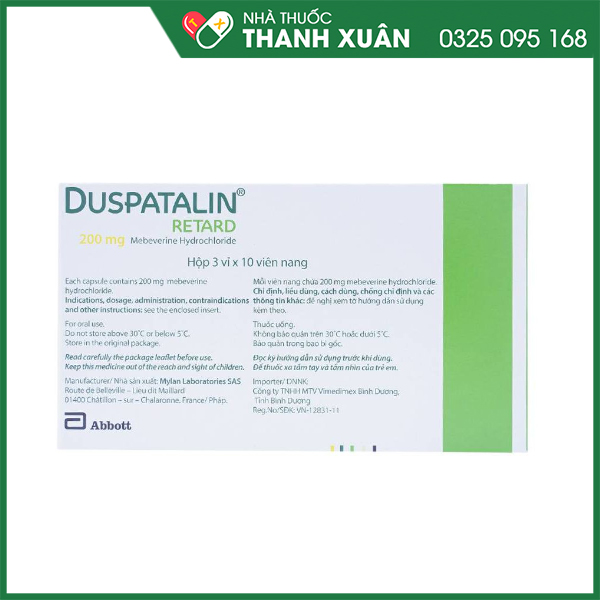 Duspatalin retard trị đau do rối loạn chức năng tiêu hóa