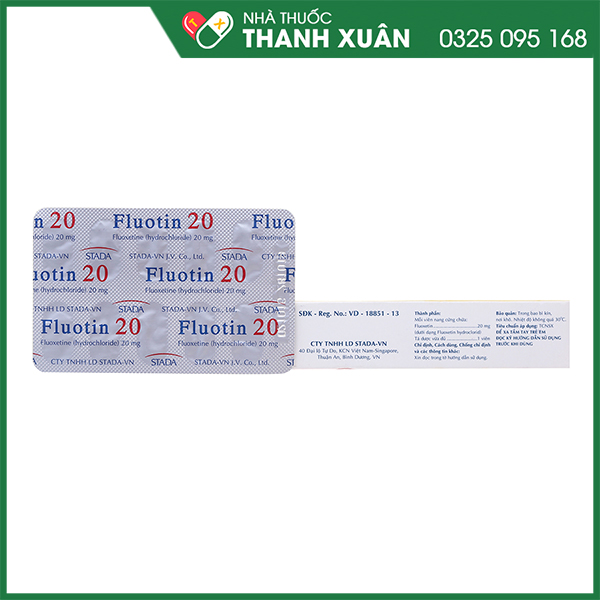 Thuốc Fluotin 20 trị trầm cảm, rối loạn lưỡng cực