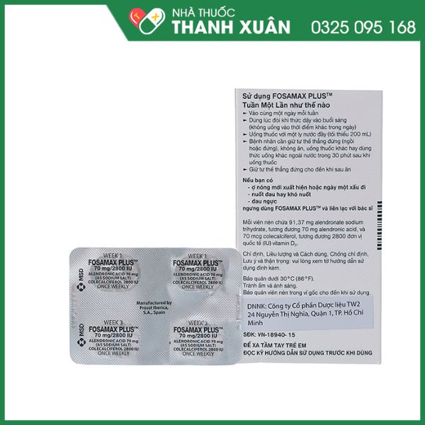 Fosamax Plus 70mg/2800IU trị loãng xương