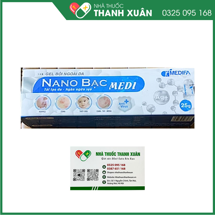 Gel bôi ngoài da NANO BẠC Medi giúp kháng khuẩn, tái tạo da, ngăn ngừa sẹo