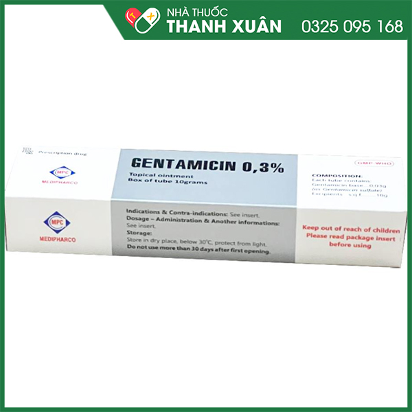 Gentamicin 0.3% điều trị nhiễm khuẩn da