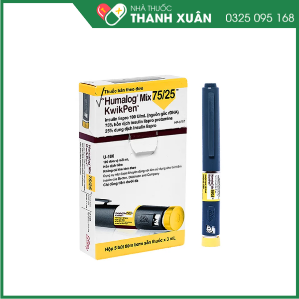 Bút tiêm Humalog Mix 75/25 Kwikpen trị đái tháo đường