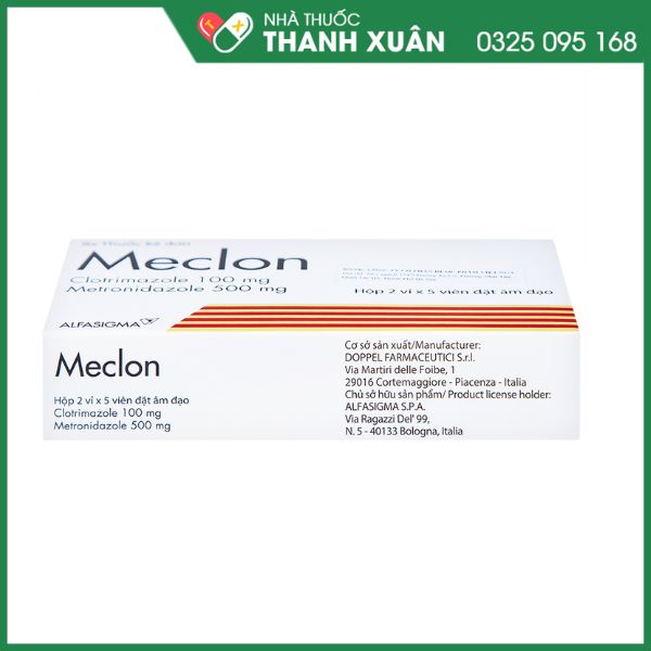 Meclon viên đặt âm đạo trị viêm cổ tử cung, viêm âm đạo