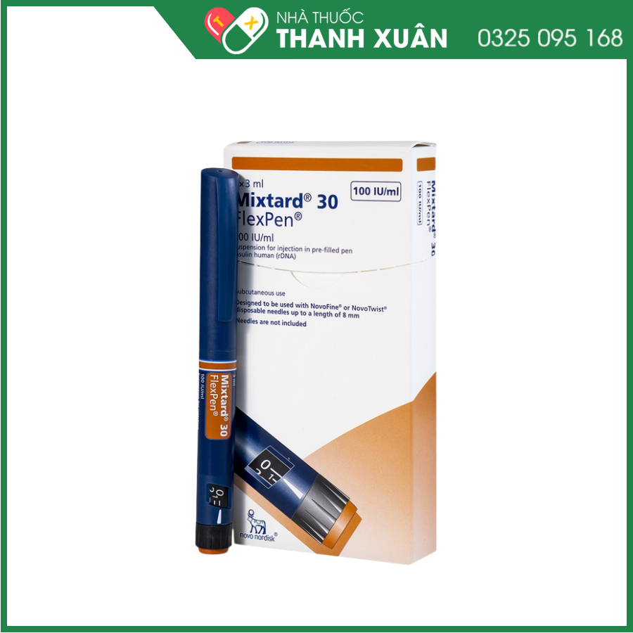 Bút tiêm Mixtard 30 Flexpen 100 IU/ml điều trị bệnh đái tháo đường