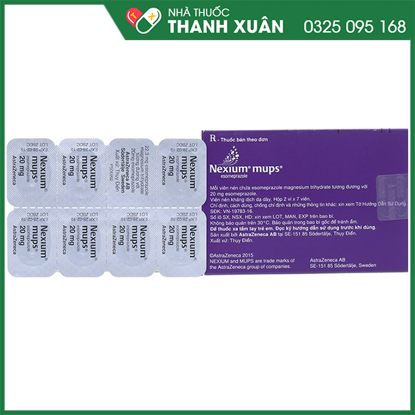Nexium mups 20mg trị trào ngược dạ dày, thực quản