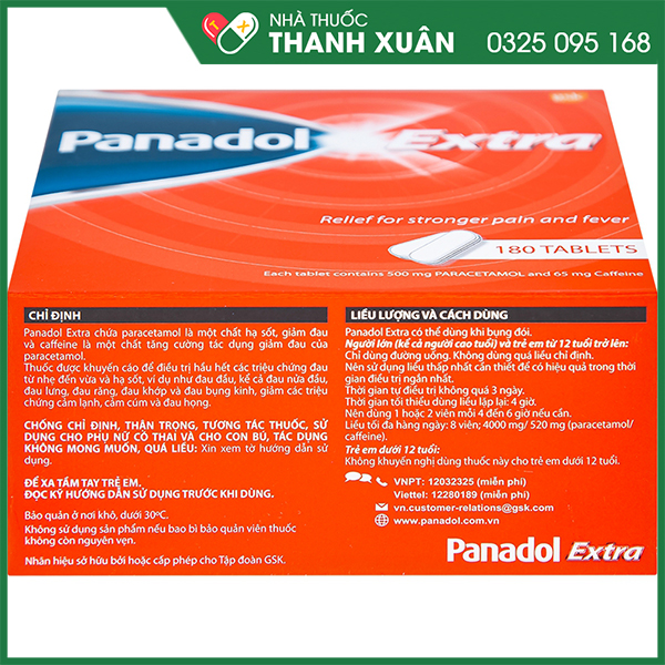 Panadol Extra giảm đau, hạ sốt