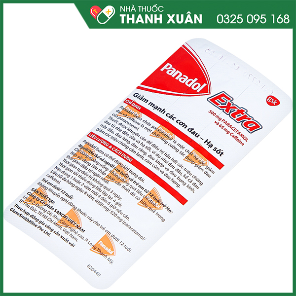 Panadol Extra giảm đau, hạ sốt