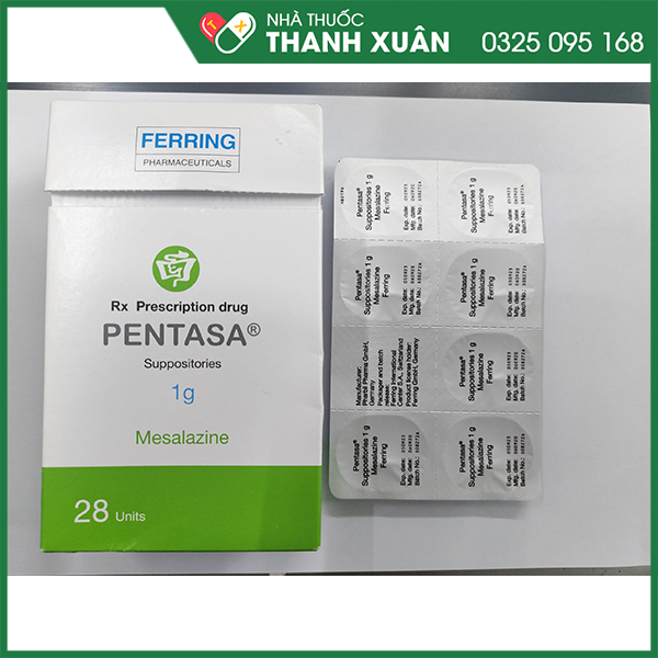 Pentasa Suppository 1g điều trị viêm đường tiêu hóa