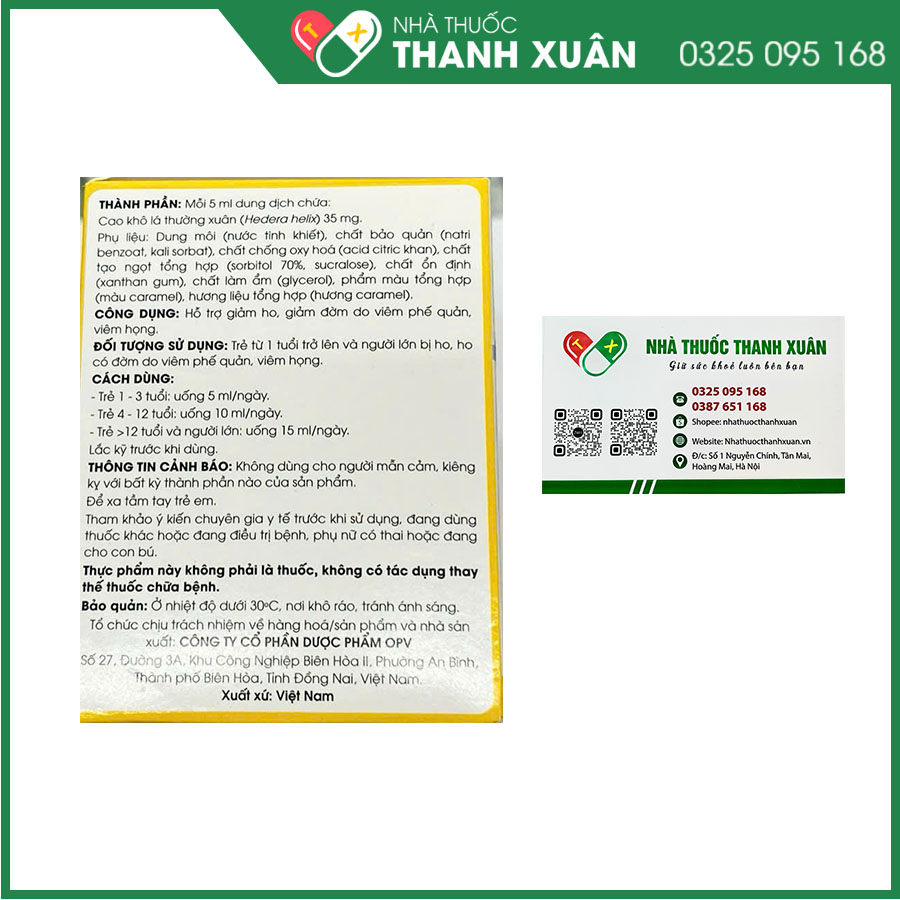 Siro STAR Ivy Syrup giúp giảm ho, giảm đờm do viêm phế quản, viêm họng.