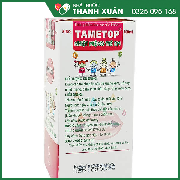 Siro Tametop Nhiệt Miệng Trẻ Em