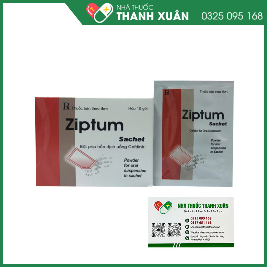 Ziptum sachet điều trị viêm phổi, nhiễm khuẩn đường hô hấp, nhiễm khuẩn ...