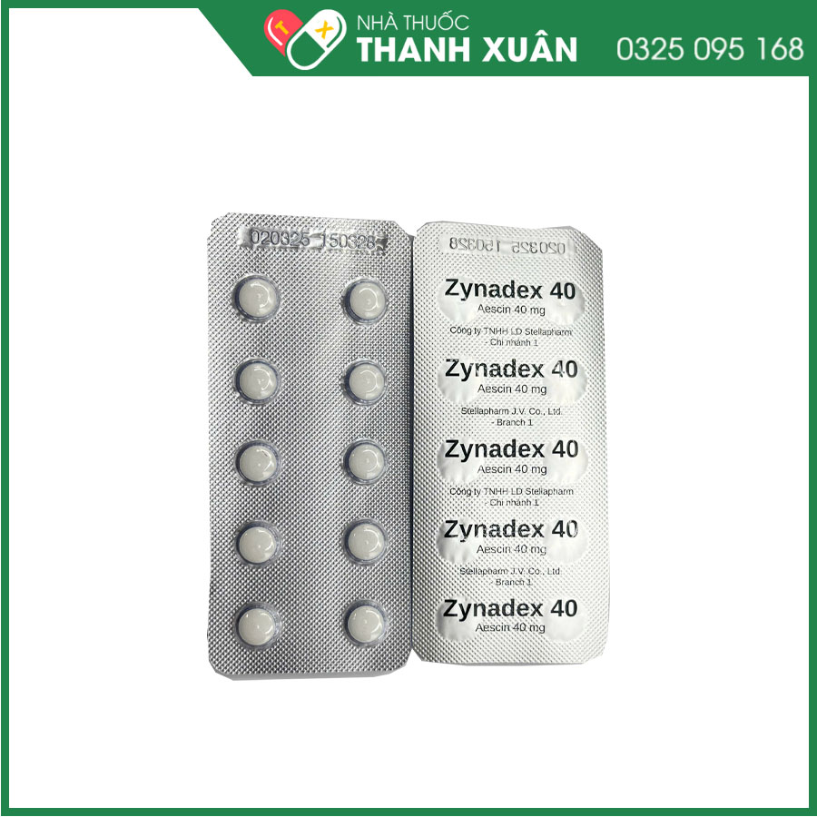 Zynadex 40 điều trị và phòng ngừa phù nề, suy giãn tĩnh mạch, trĩ, viêm ...