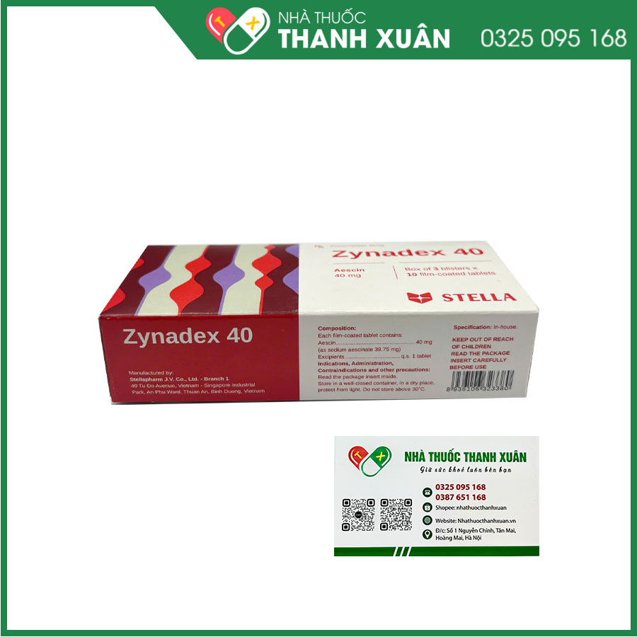 Zynadex 40 điều trị và phòng ngừa phù nề, suy giãn tĩnh mạch, trĩ, viêm ...