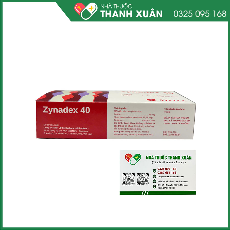 Zynadex 40 điều trị và phòng ngừa phù nề, suy giãn tĩnh mạch, trĩ, viêm ...
